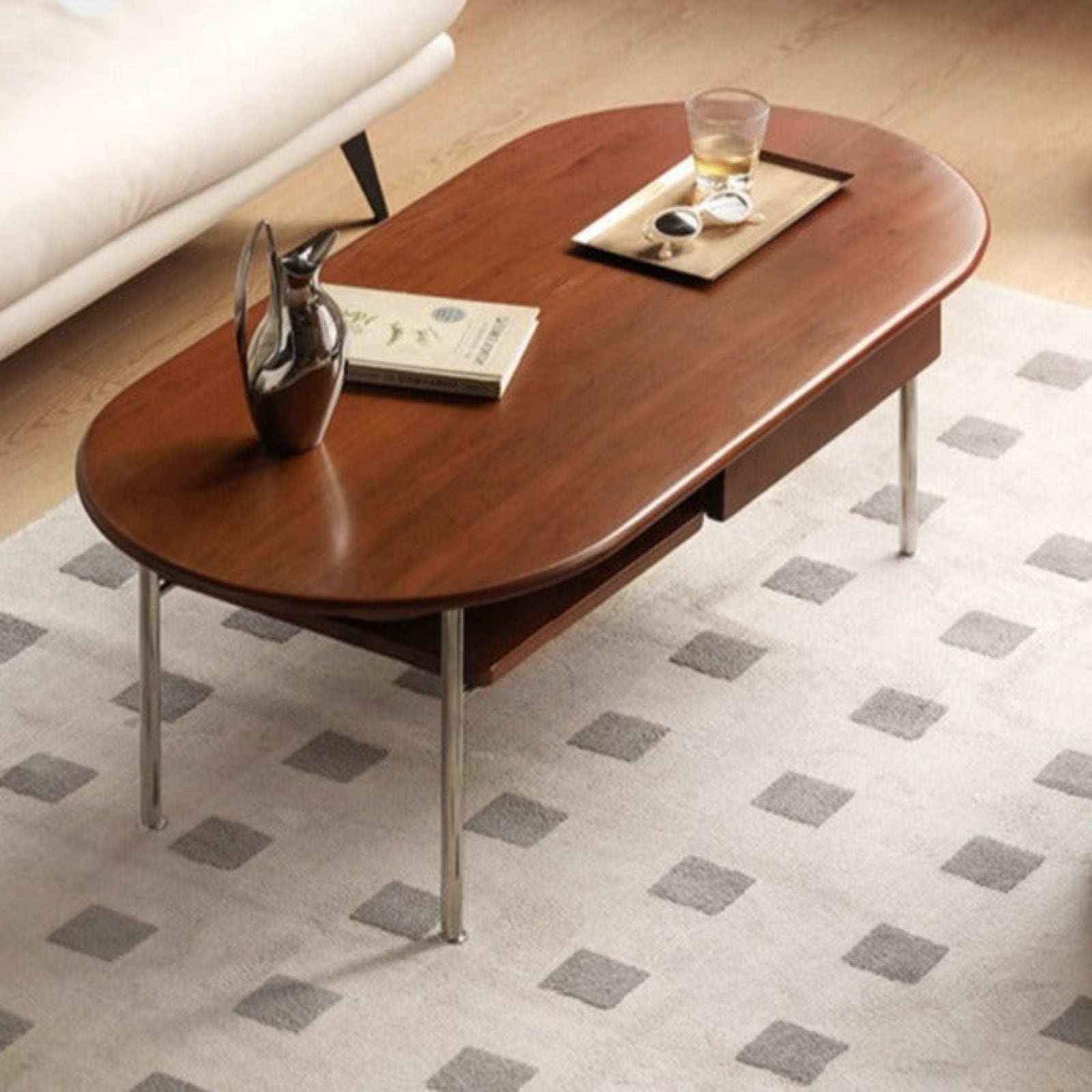 Wood Solid Wood Tea Table French Retro Small Unit Storage Tea Table ...