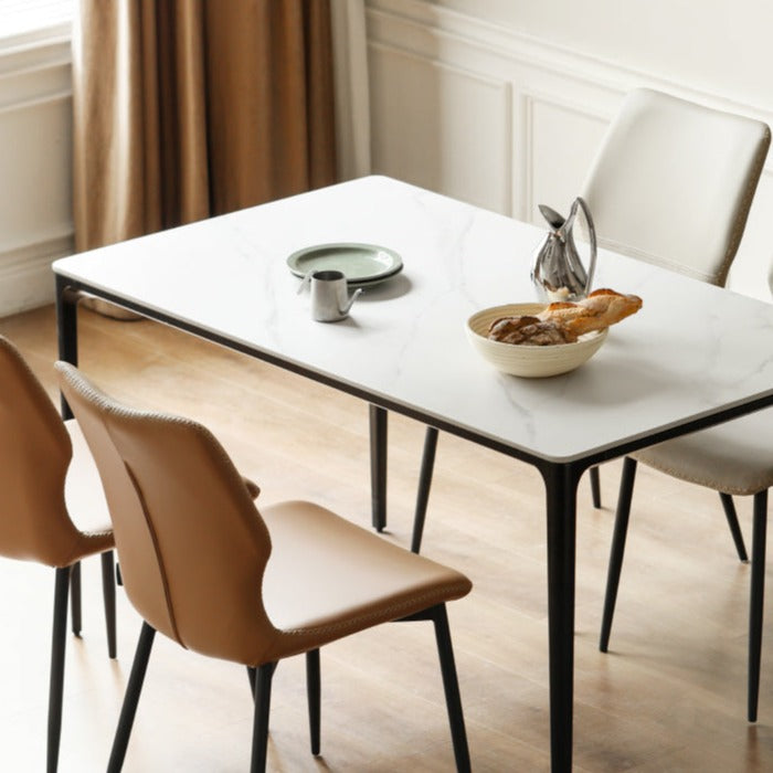 metal rock plate dining table home modern Italian light luxury black ...