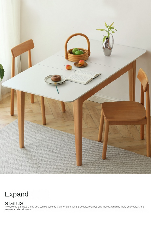 Rock Plate Dining Table Modern and Simple Household Beech Folding ...