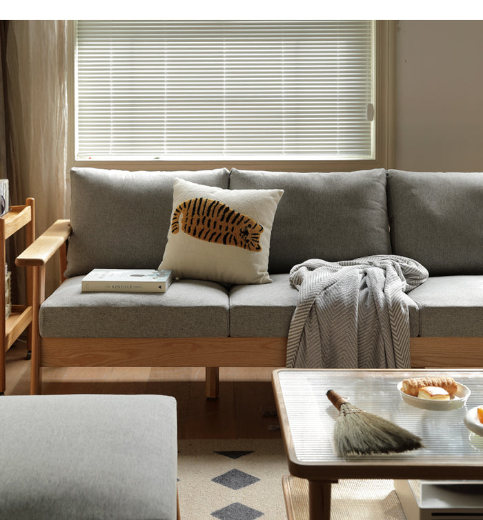 Oak Solid Wood Fabric Sofa 3 colors.
