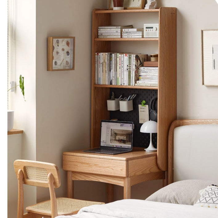 solid wood desk bookshelf integrated small apartment bedroom bedside ...