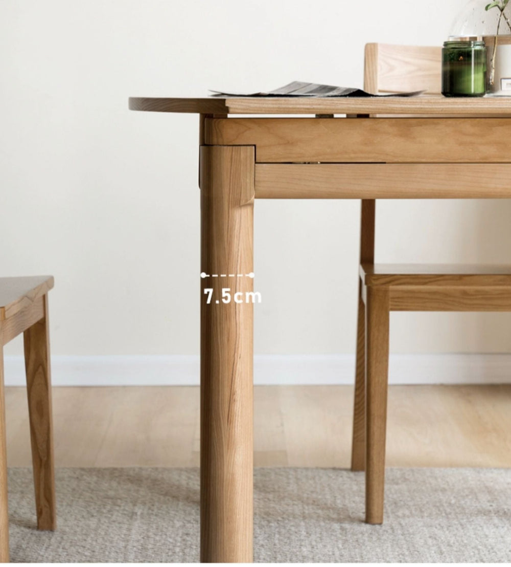 Nordic solid wood folding dining table small apartment log round table ...