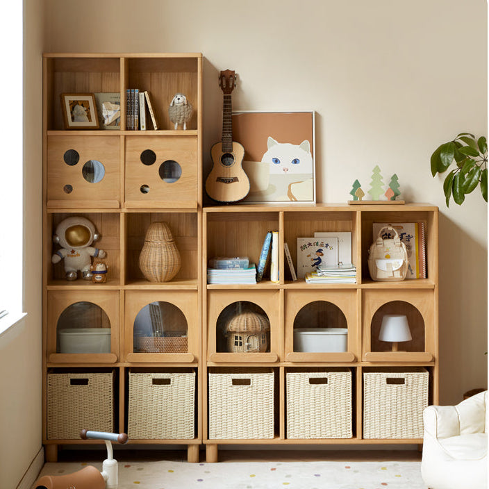 solid wood combination bookcase European beech display cabinet home ...