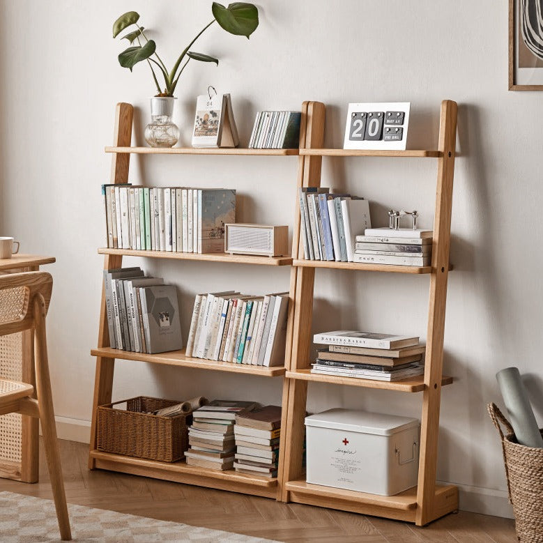 solid wood bookshelf oak living room storage rack modern simple ...
