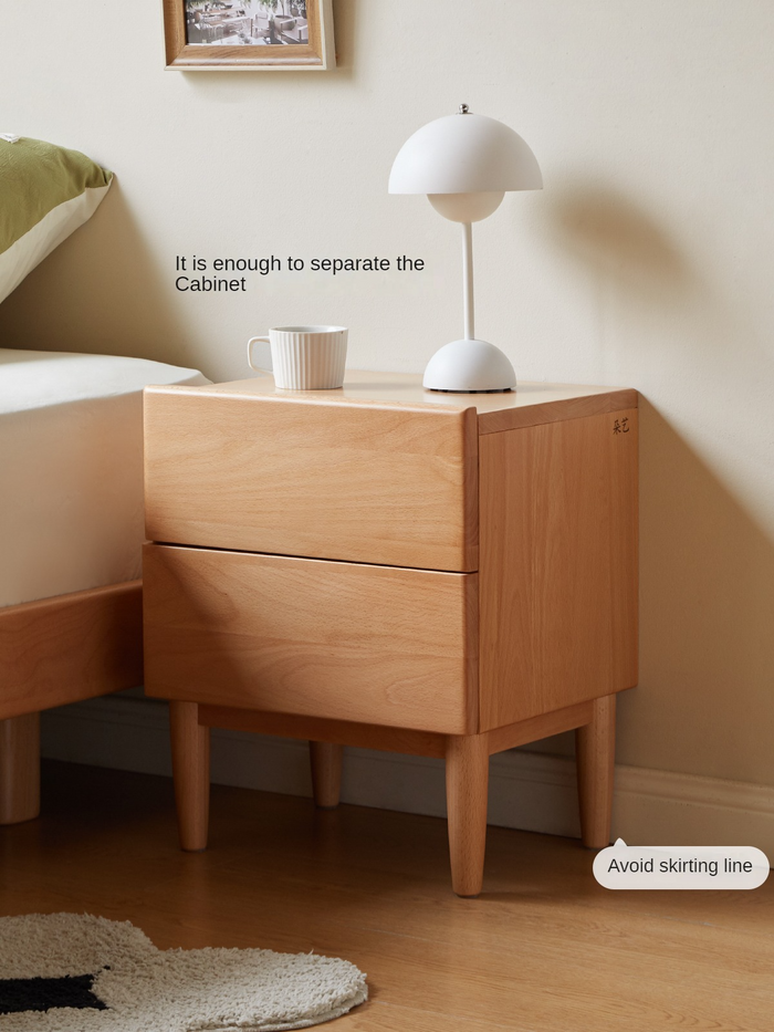 solid wood bedside table, modern minimalist and elevated storage rack ...