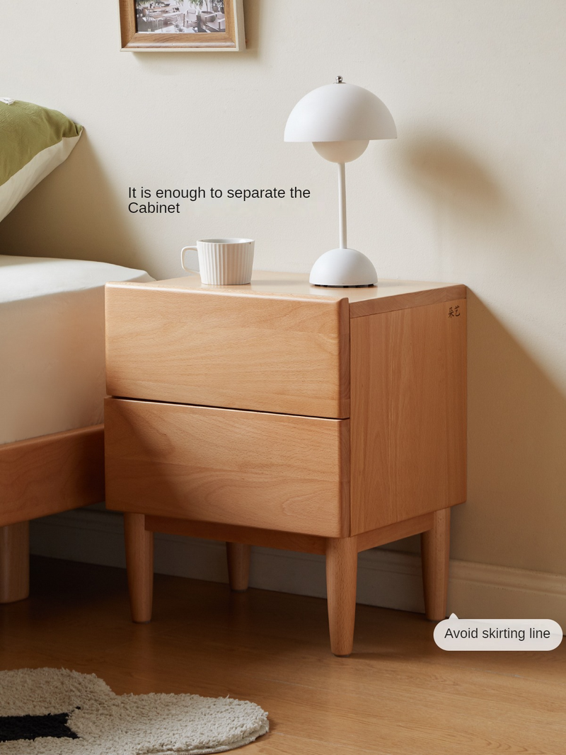 solid wood bedside table, modern minimalist and elevated storage rack ...
