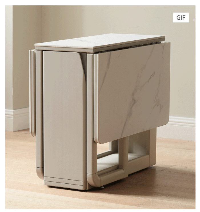 solid wood slab dining table home Italian light luxury folding table ...