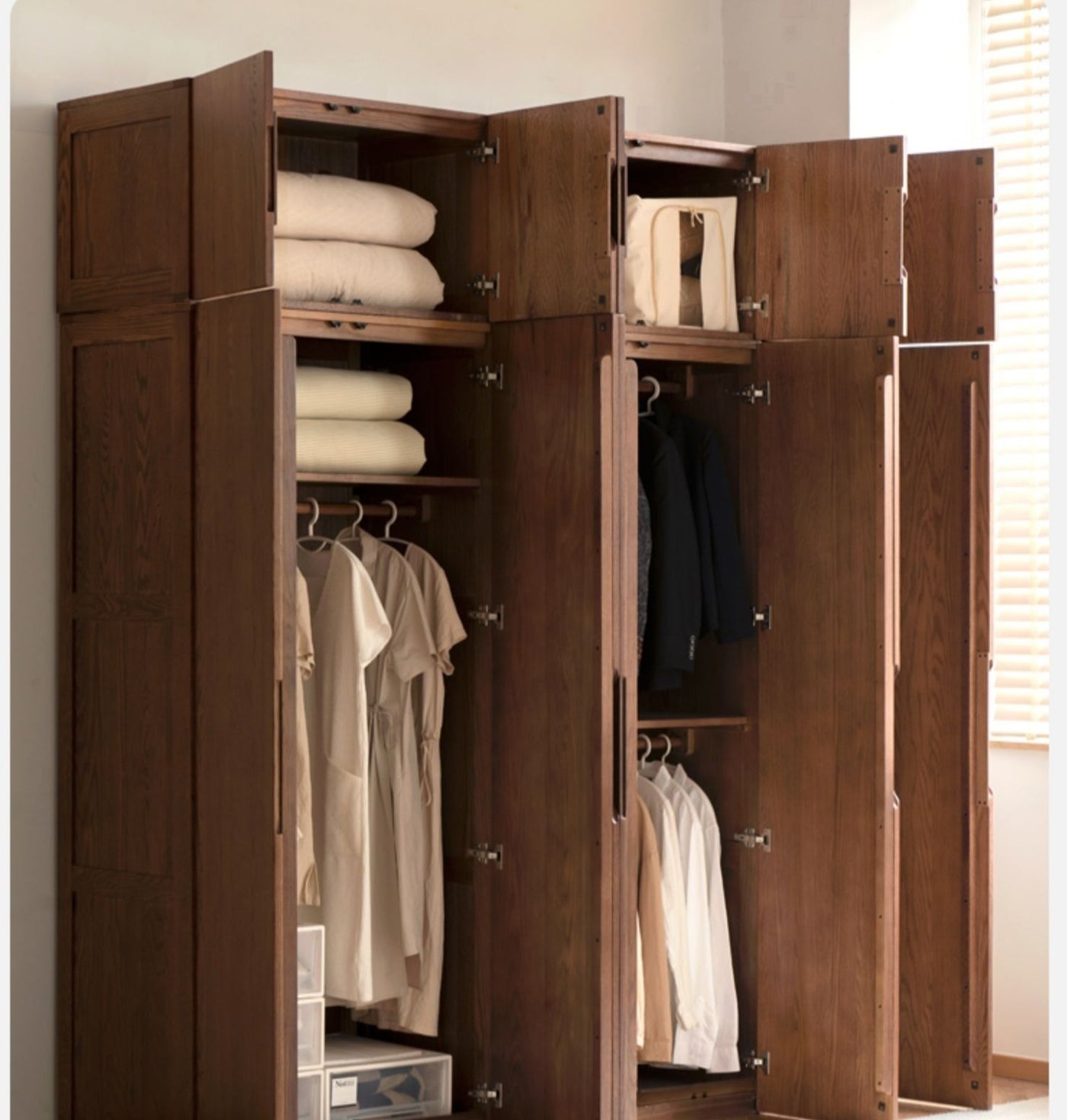 solid wood wardrobe modern minimalist cloakroom to the top storage ...