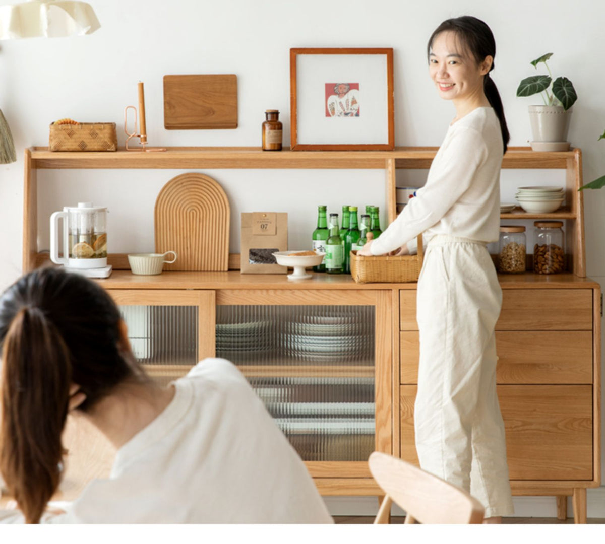 Sideboard shelf , kitchen shelf oak solid wood"