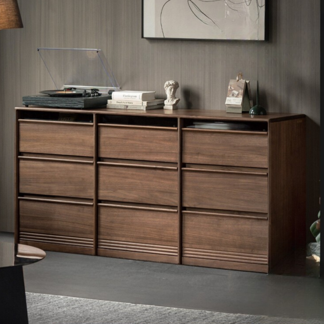 Solid Wood Chest Home Skeleton Line Drawer Chest Bedroom Black Walnut ...