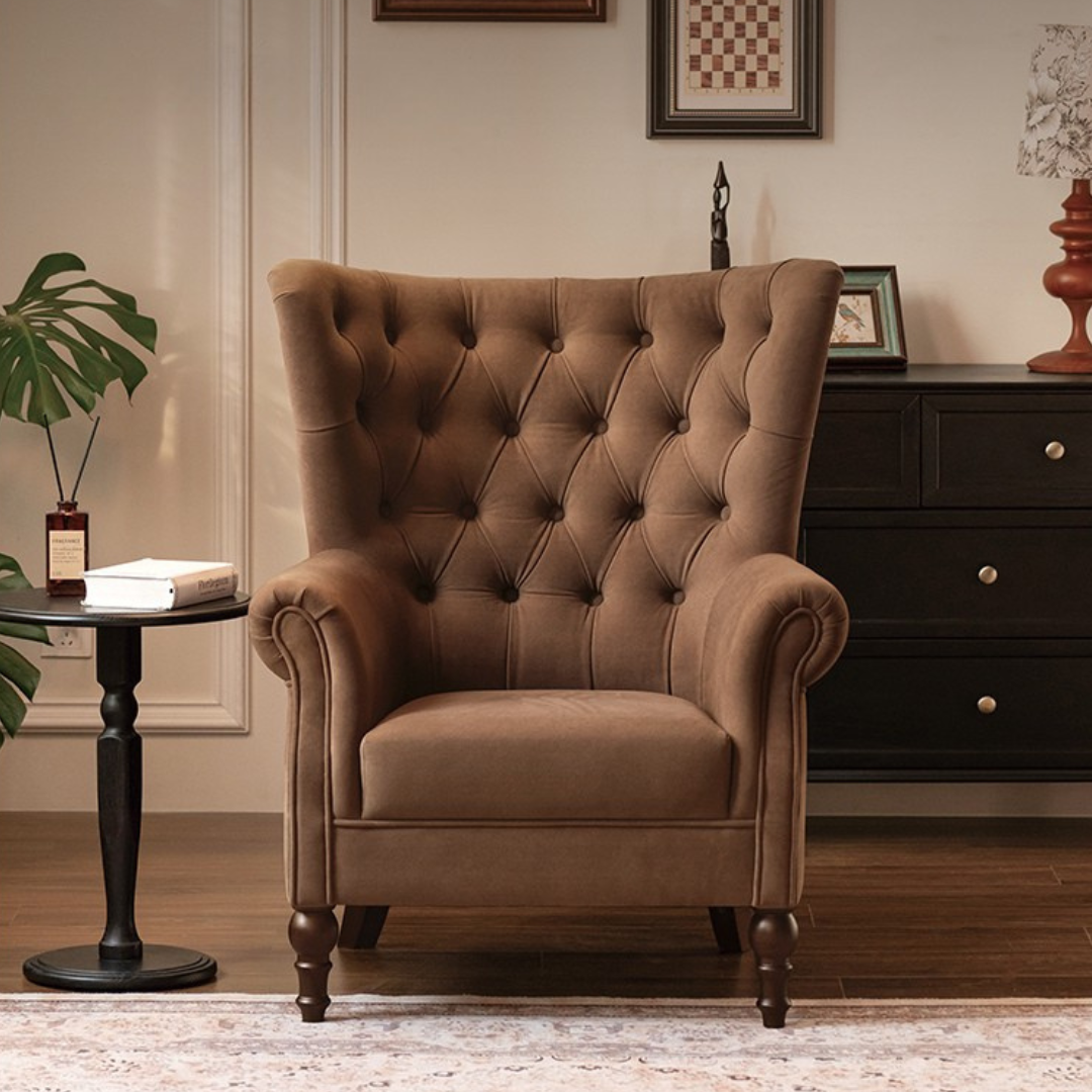 fabric sofa chair American retro single sofa living room high back ...