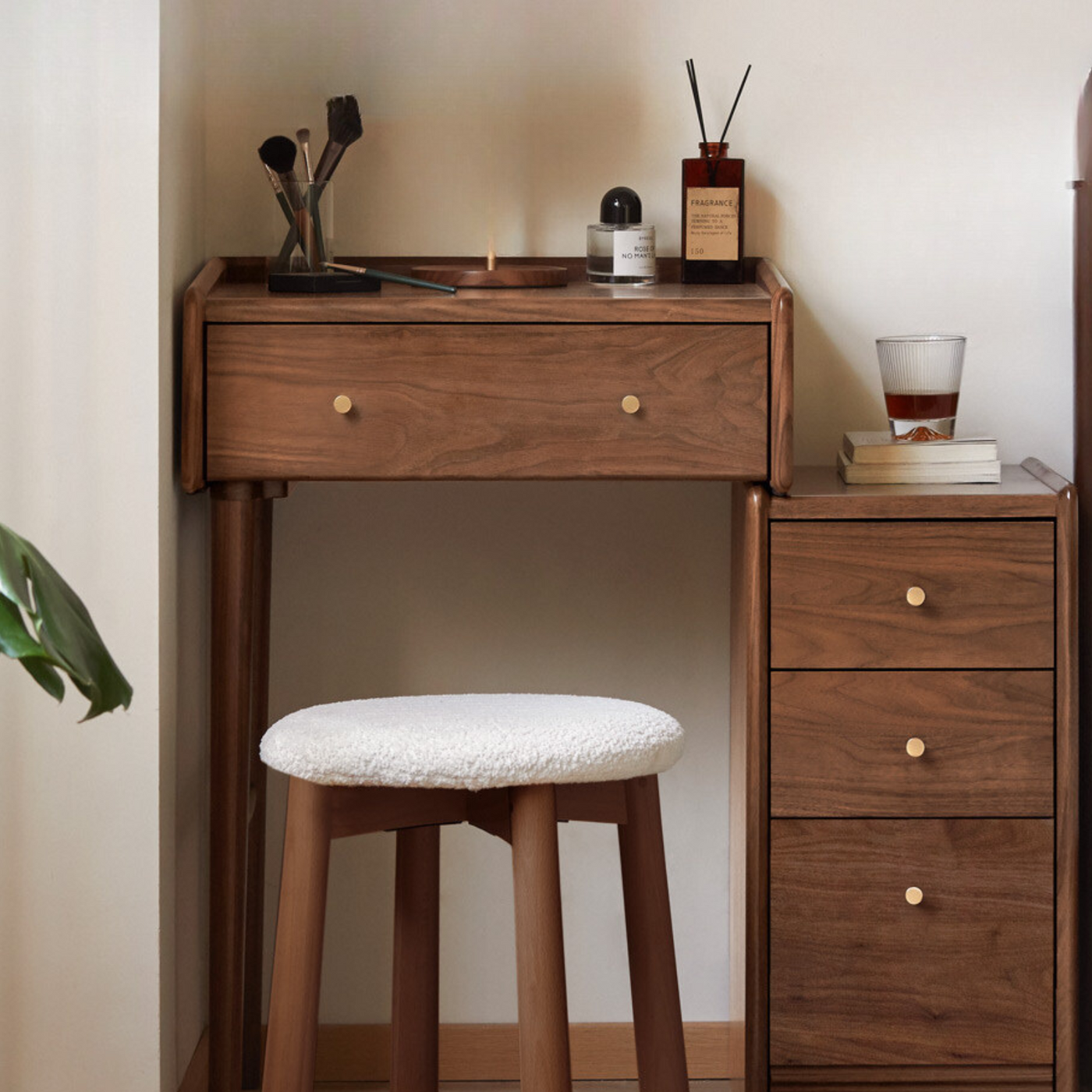 Solid wood dressing table cabinet integrated small apartment telescopic ...