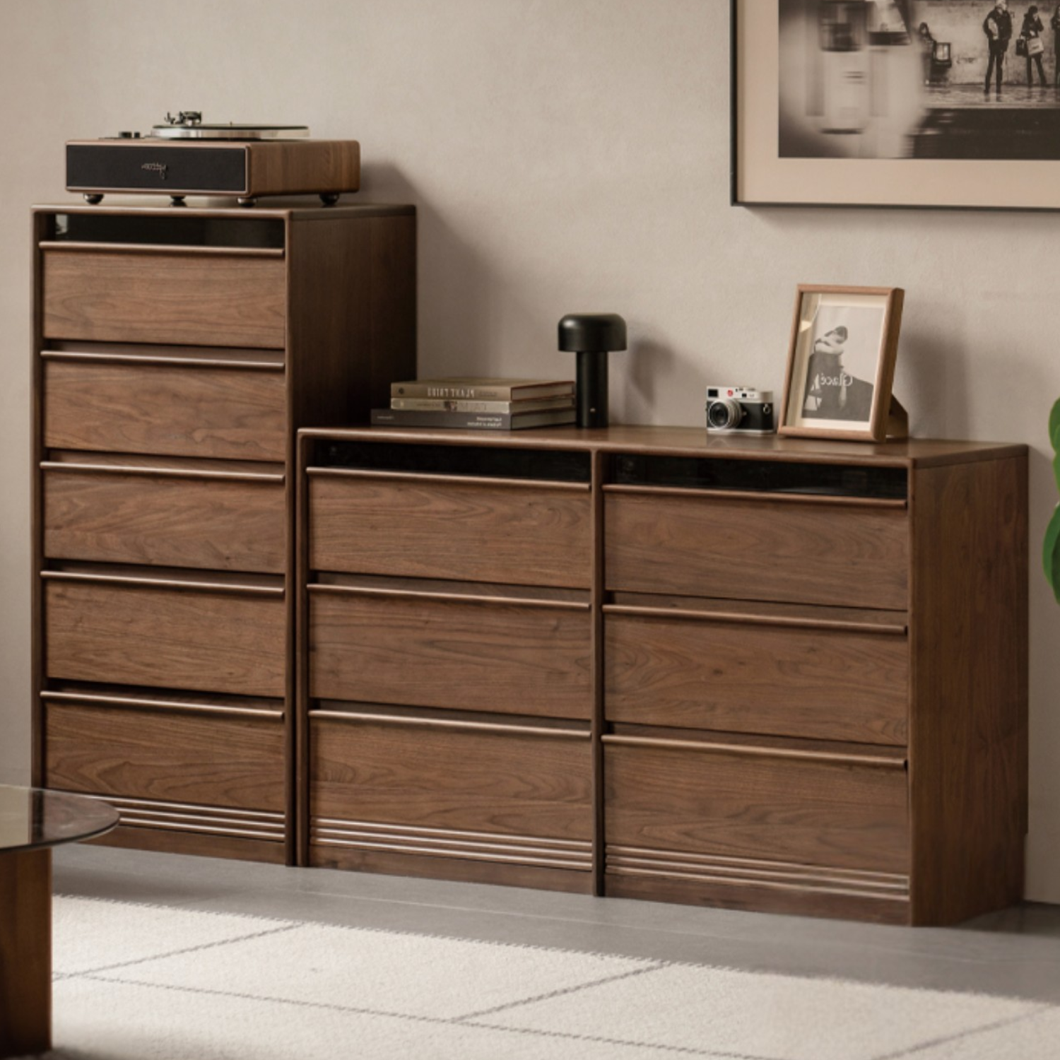 Solid Wood Chest Home Skeleton Line Drawer Chest Bedroom Black Walnut ...