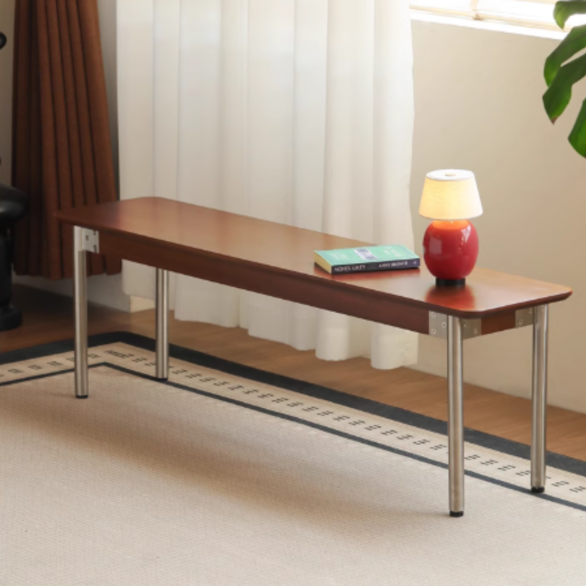 Solid Wood Long Bench Restaurant Medieval Dining Stool Bauhaus Retro ...