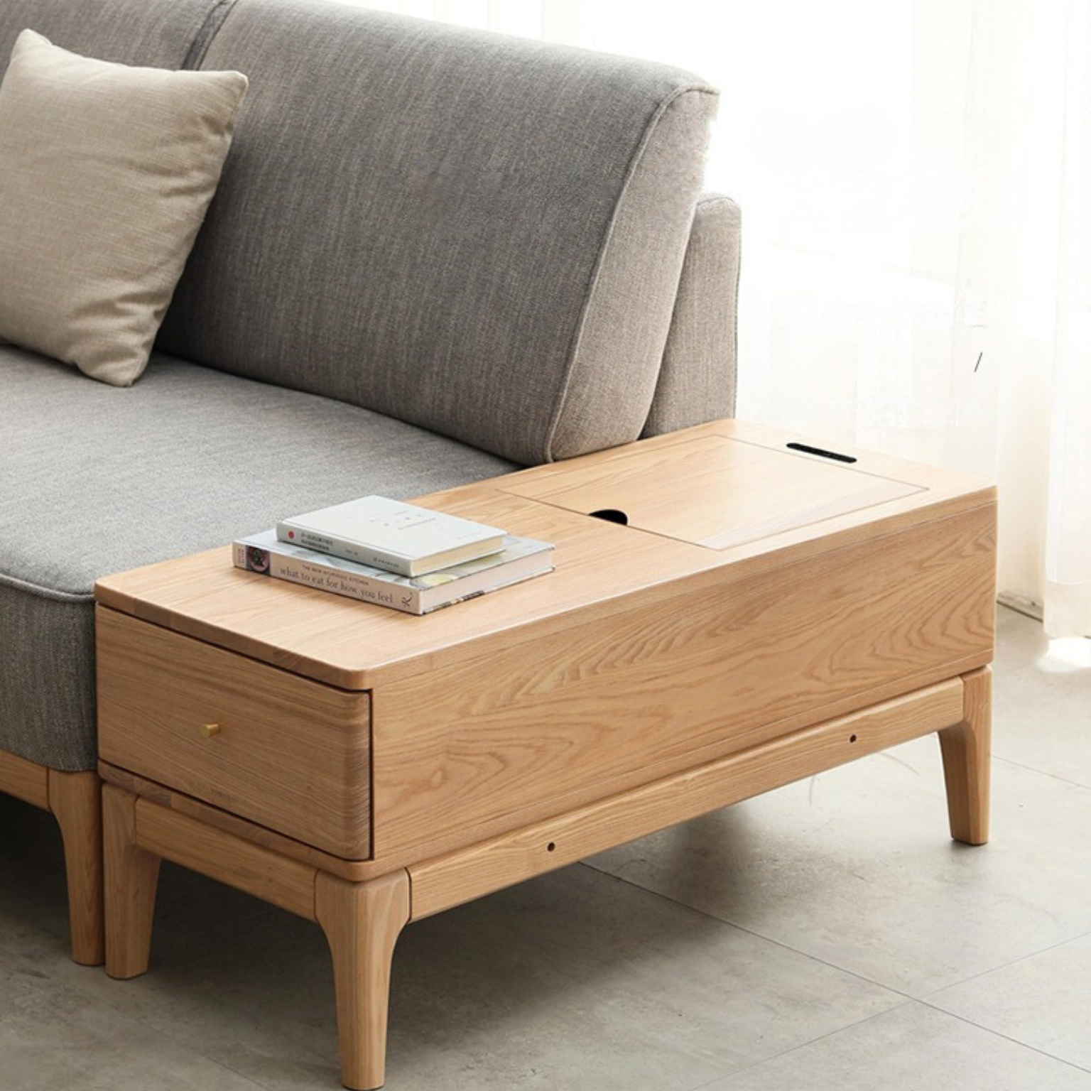 solid wood side cabinet simple modern living room sofa side cabinet ...