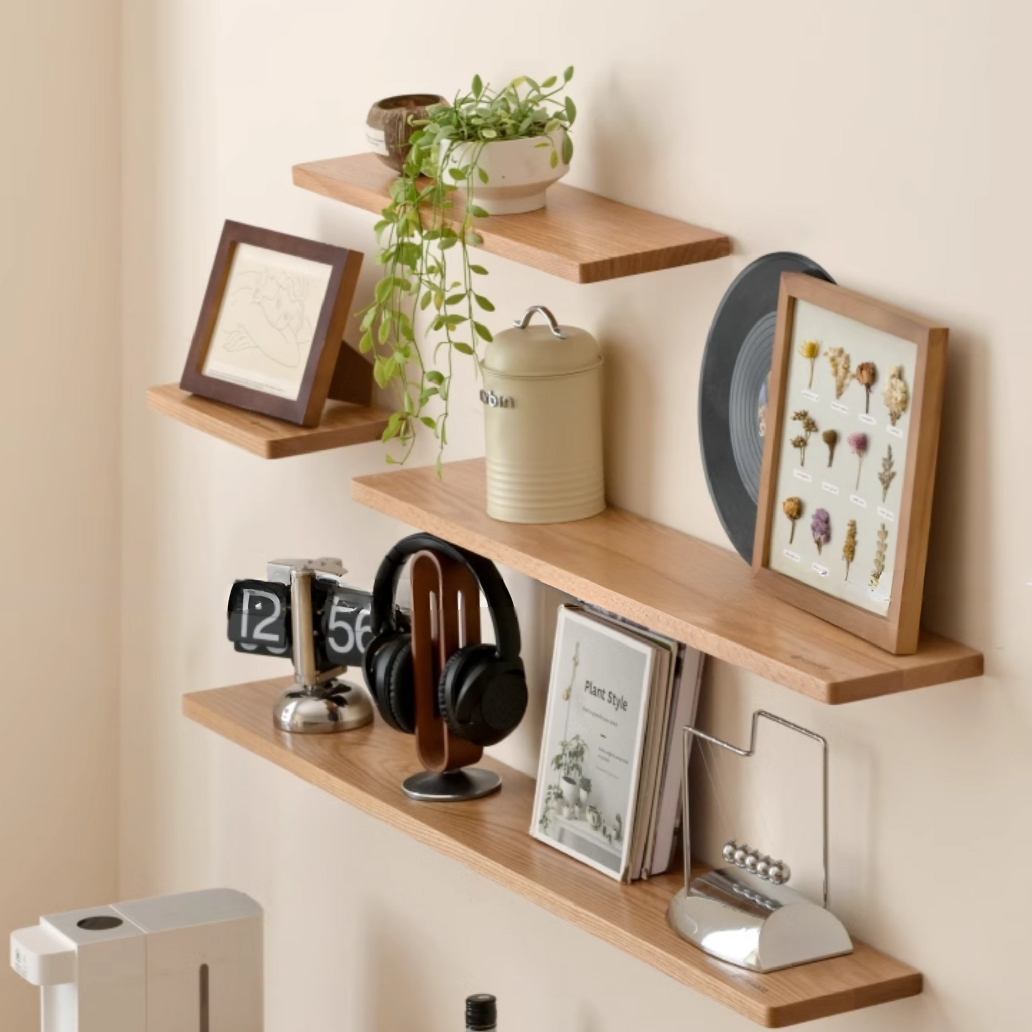 solid wood wall rack hanging wall storage board bedside wooden board ...