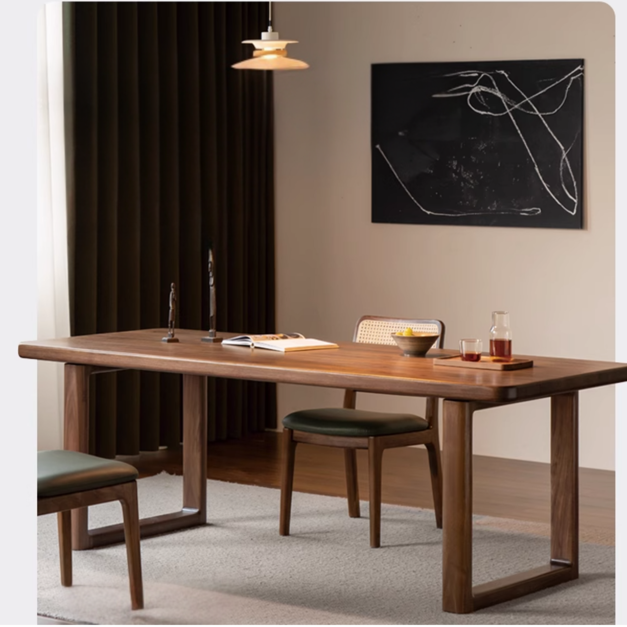 Solid Wood Dining Table Restaurant Black Walnut Large Board Table Home ...