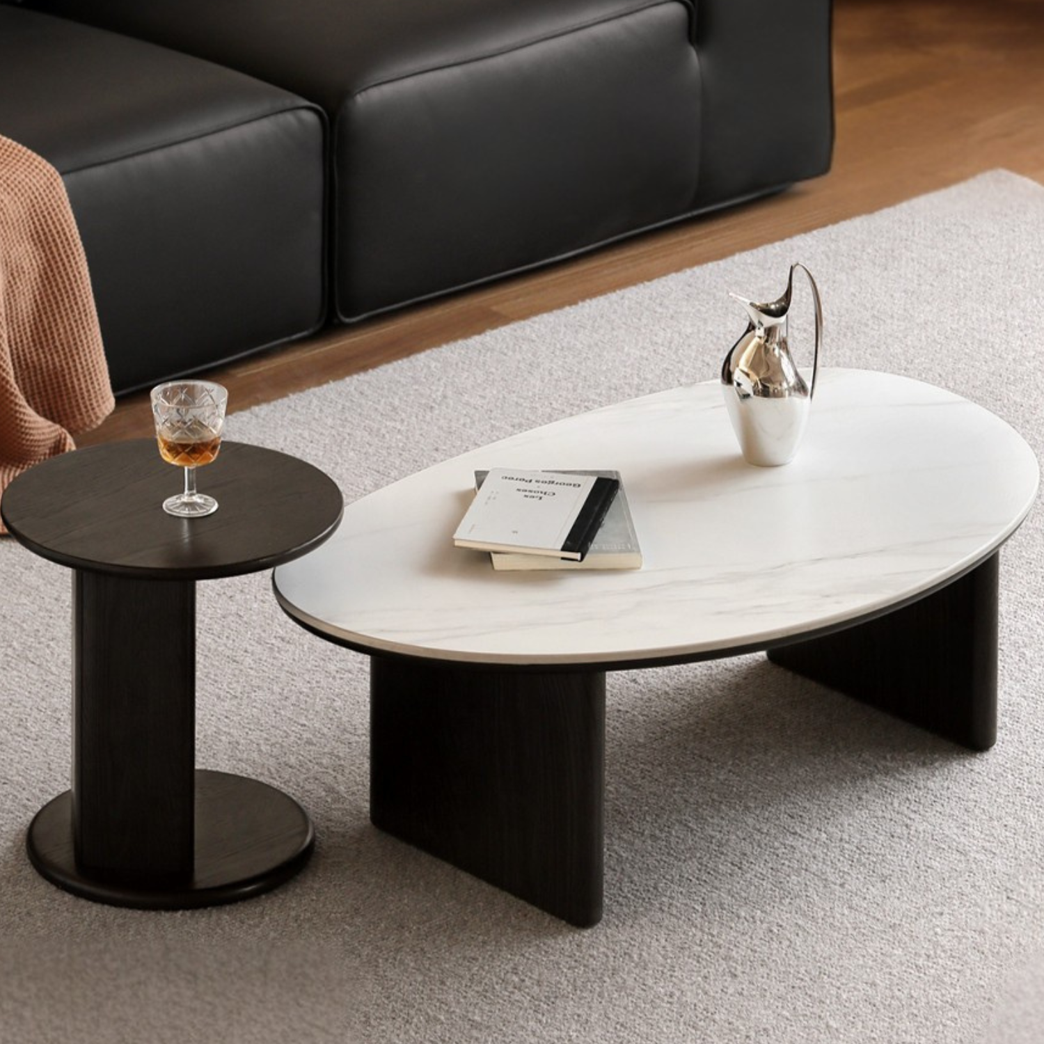 Oak, Ash Solid Wood Rock Slab Coffee Table Combination