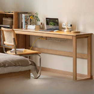Solid Wood Desk Simple Wall Long Table Oak Work Table Household Large ...