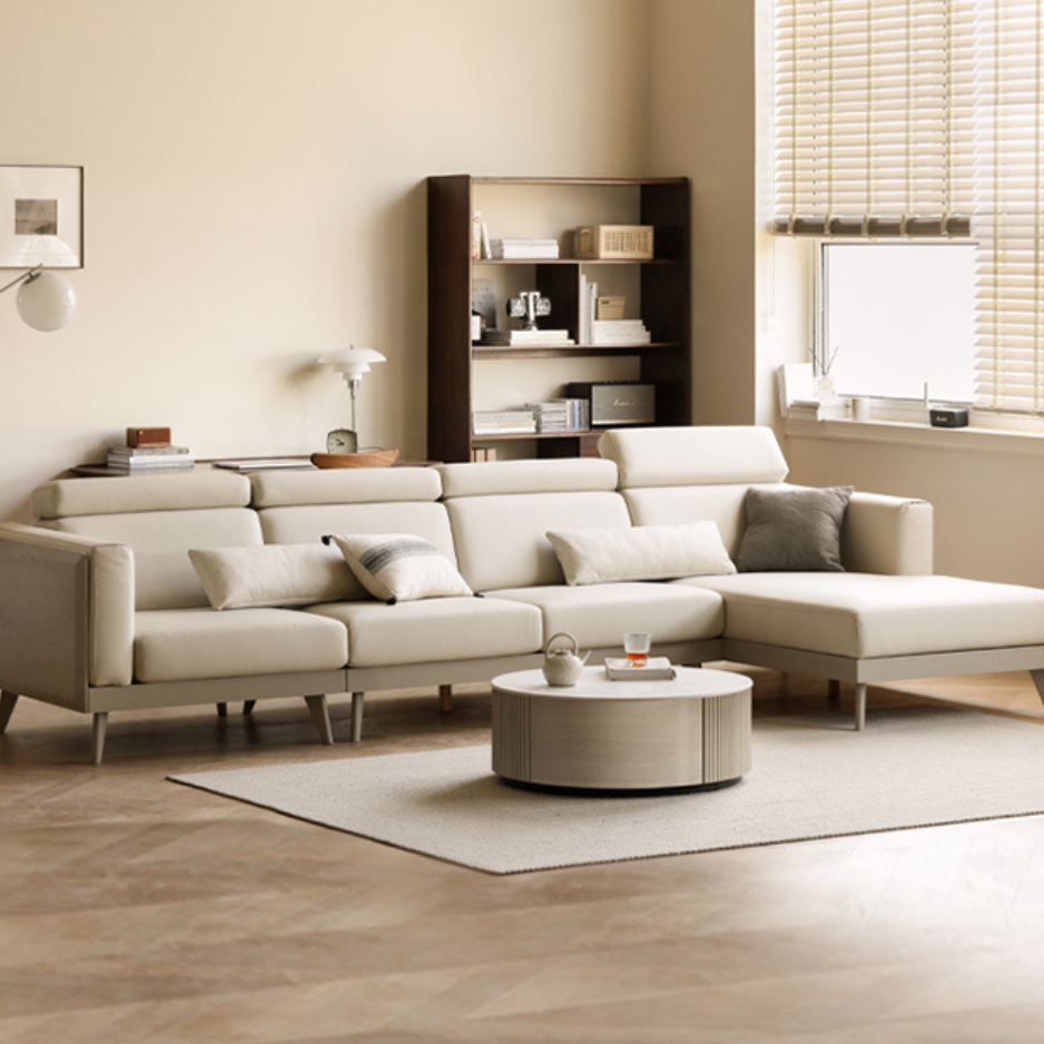 Solid Wood Sofa Modern Simple Oak Technology Fabric Sofa Light Luxury ...