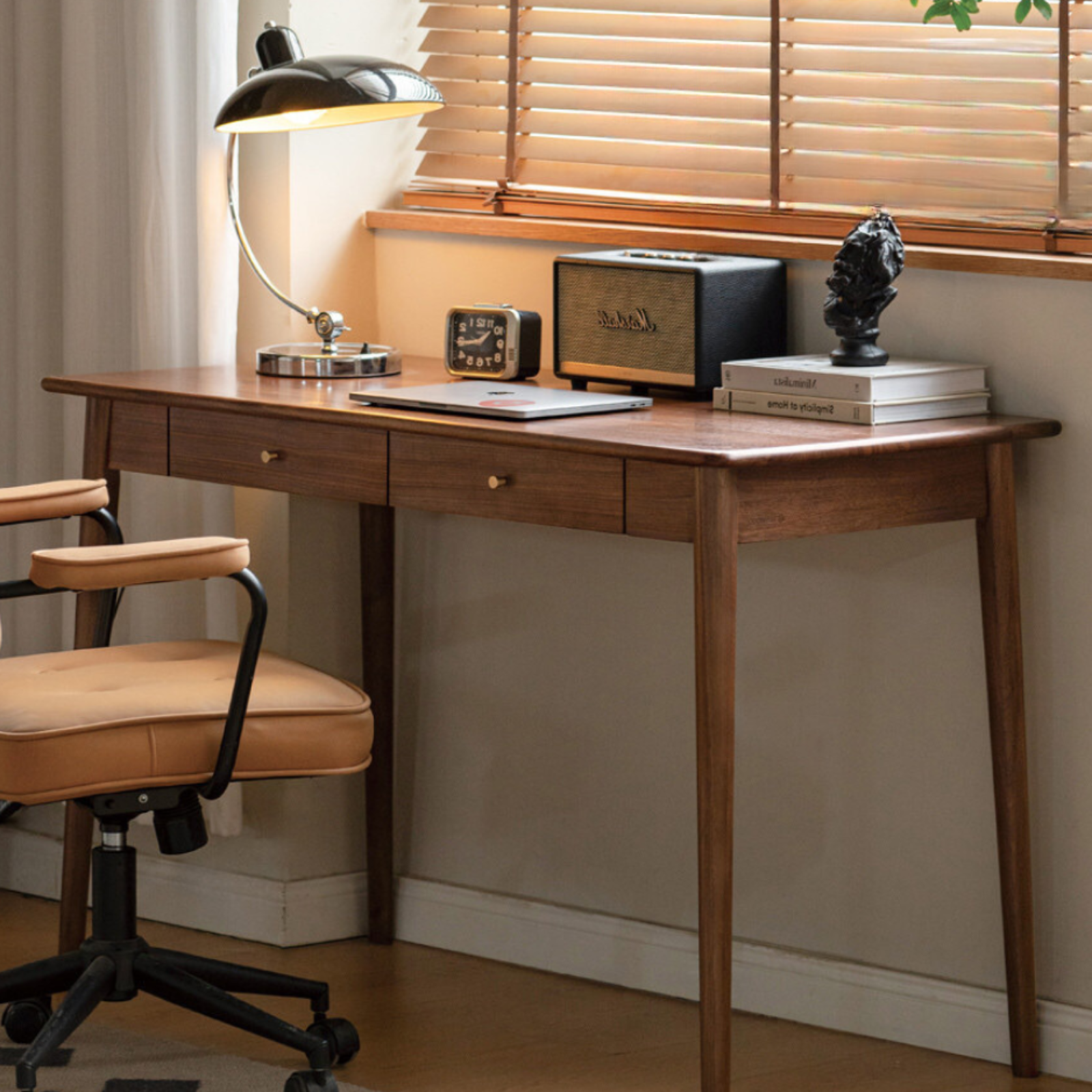 solid wood desk simple modern study desk North American black walnut ...