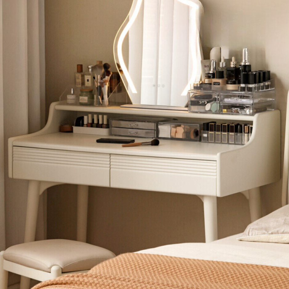 Solid Wood Dressing Table Cream Style Makeup Table Computer Table ...