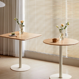 Solid wood dining table simple oak round table home small apartment ...