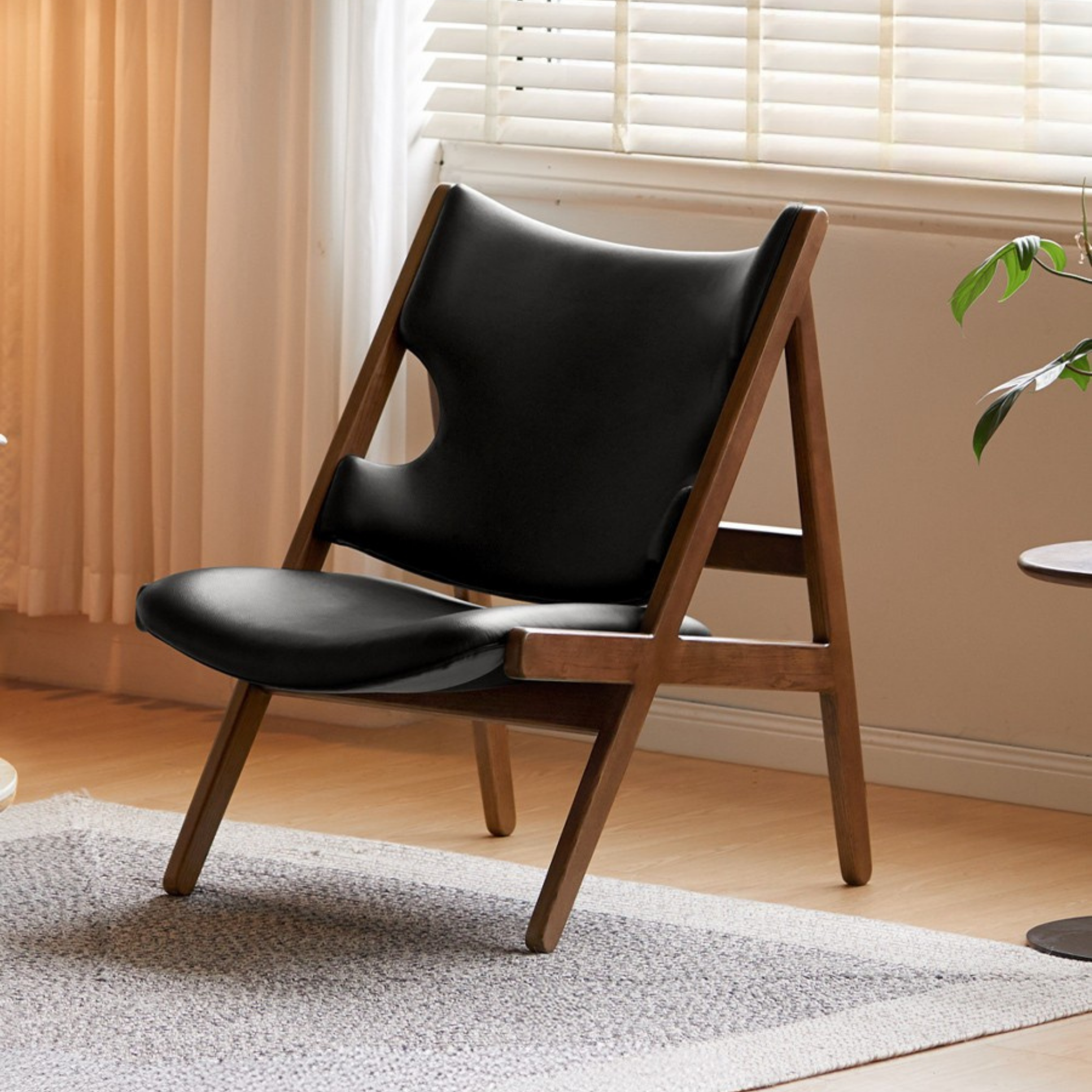 Ash Solid Wood Accent Chair ecological cloud leather