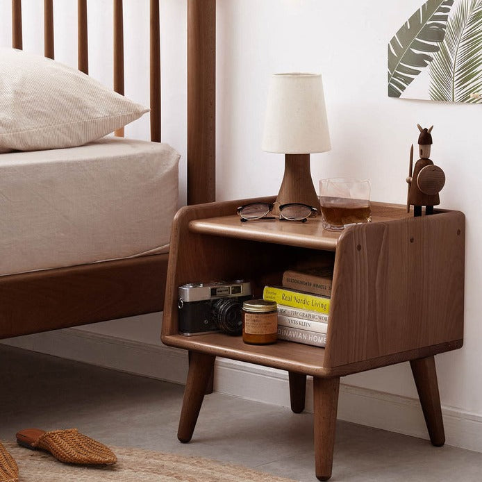 full solid wood bedside table modern minimalist European beech bedside ...