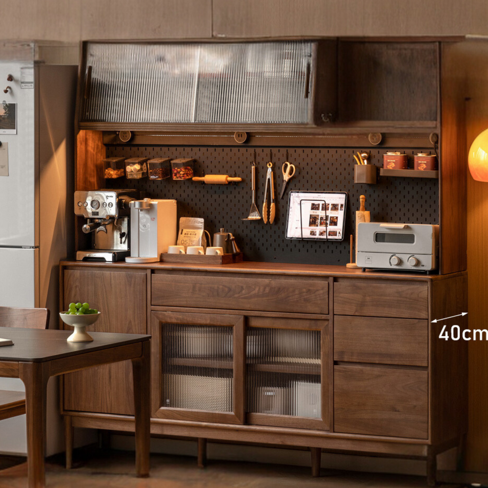 Solid Wood Sideboard Simple Modern Black Walnut Storage Cabinet ...