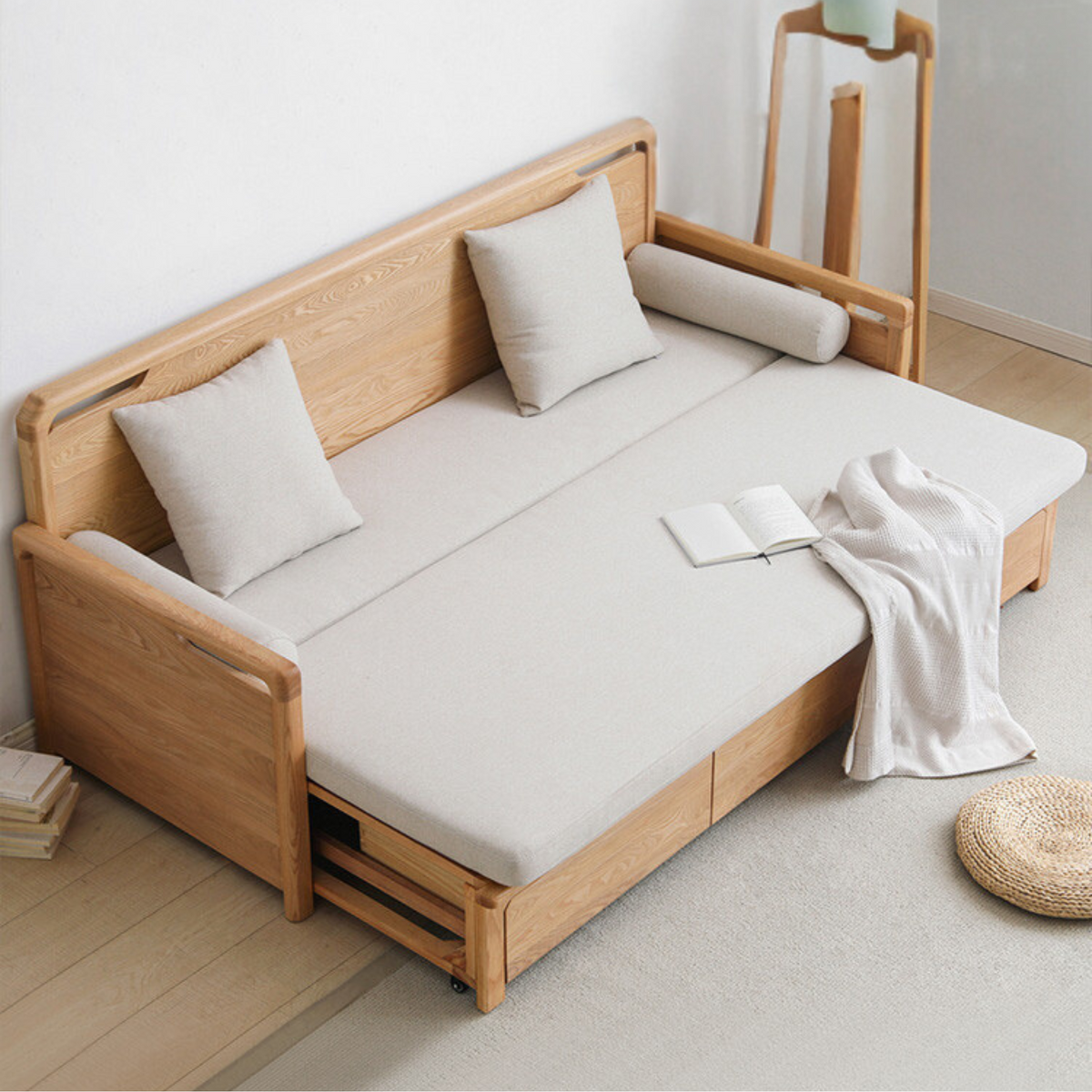 solid wood Luohan bed modern simple small apartment push-pull bed ...
