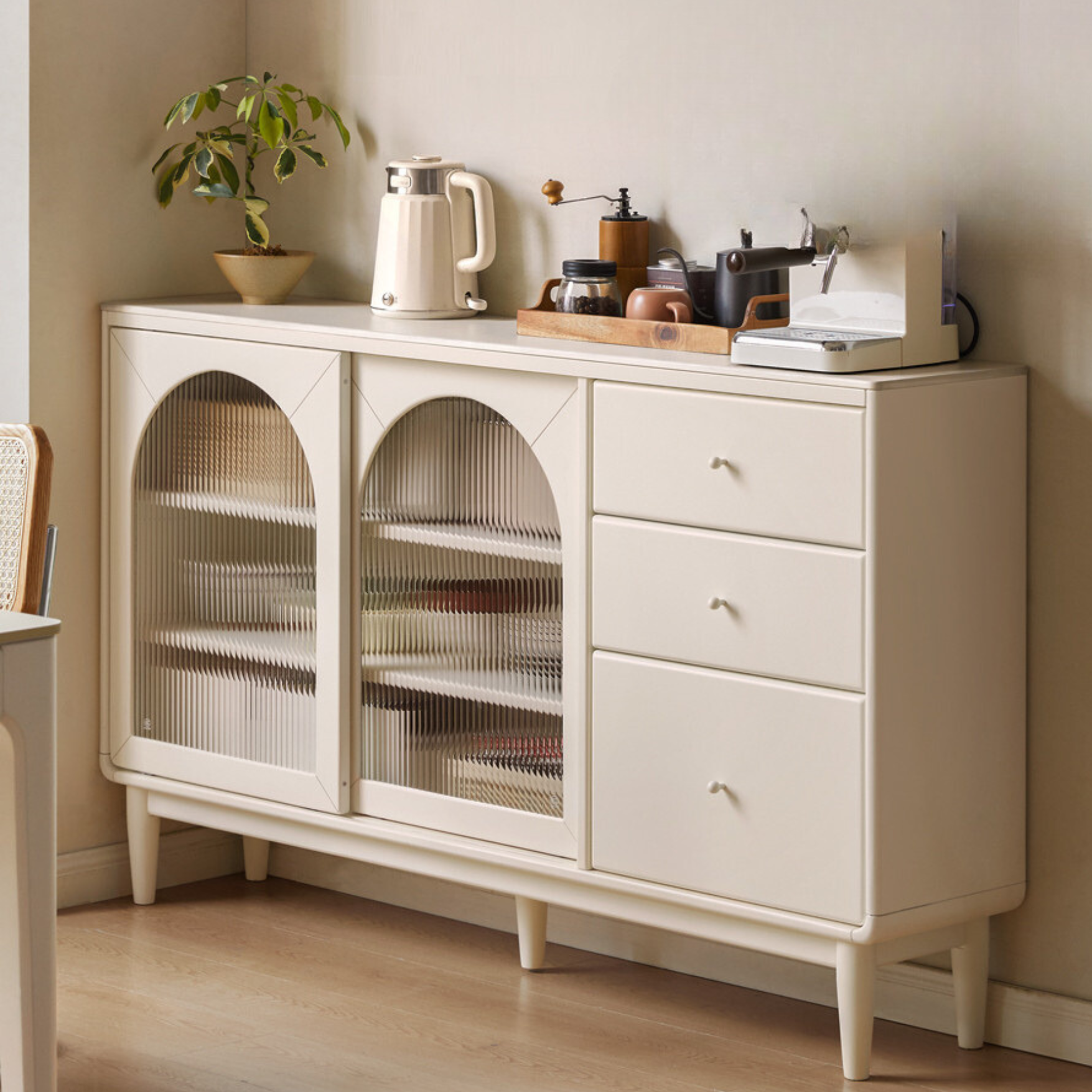 Solid Wood Rock Board Dining Sideboard Cream Style Ultra-thin Wall ...