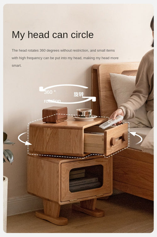 solid wood bedside table bedroom oak simple with light locker against ...