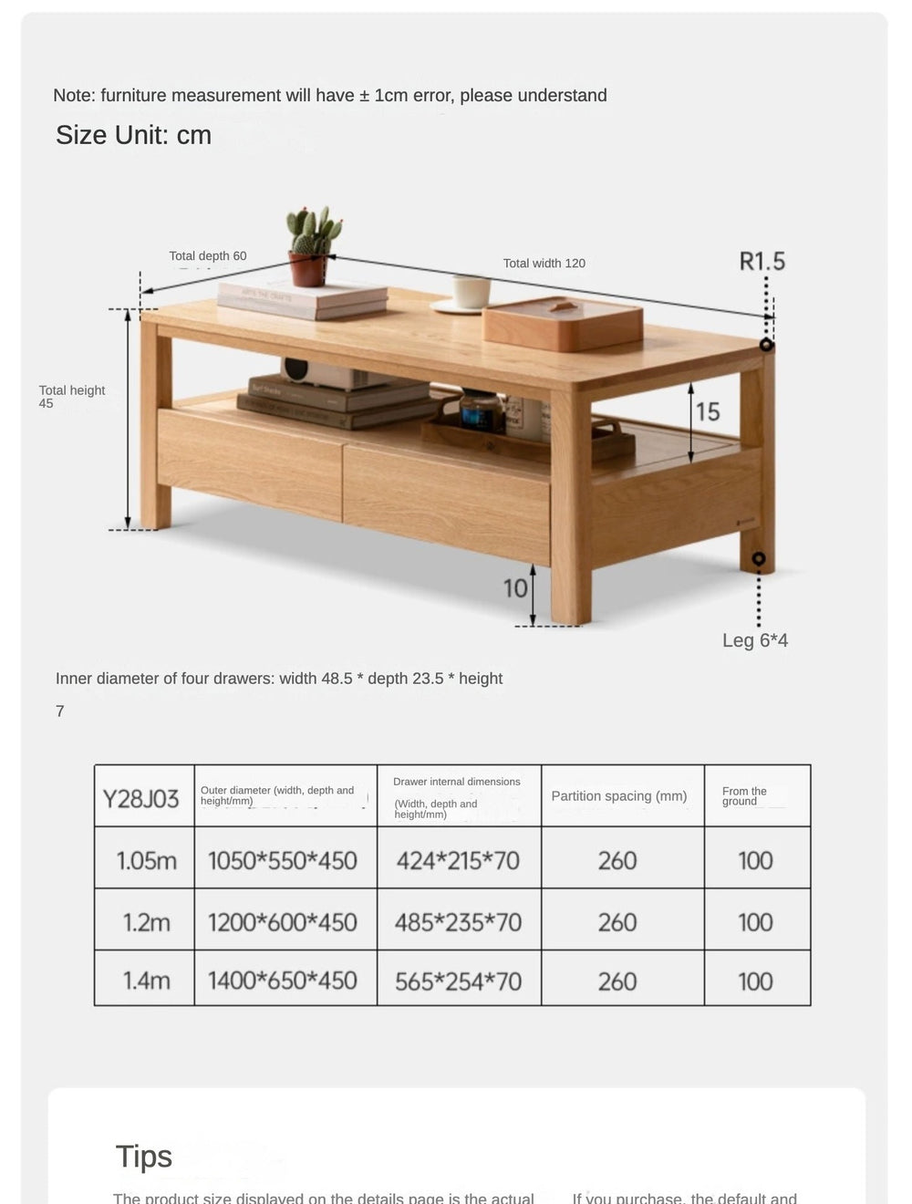 Oak, Ash Solid Wood Luxury Coffee Table