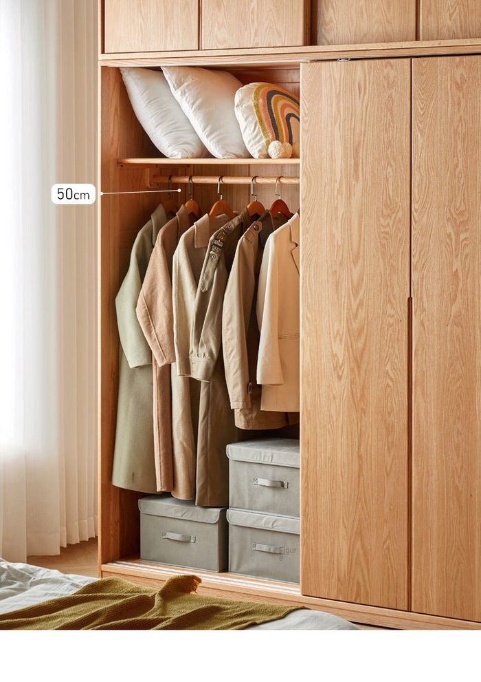 Oak Solid Wood Wardrobe Sliding Door-
