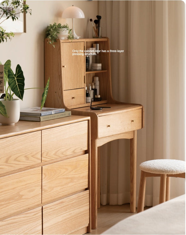 Oak Solid Wood, Solid Rubberwood Dressing Table, Makeup Table