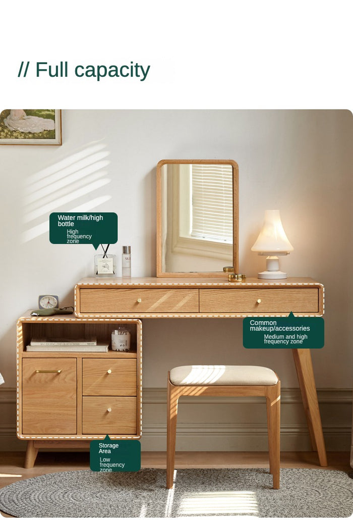 Oak solid wood Telescopic Dressing table cabinet: