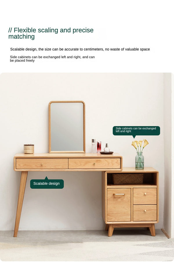 Telescopic Dressing table cabinet Oak solid wood"