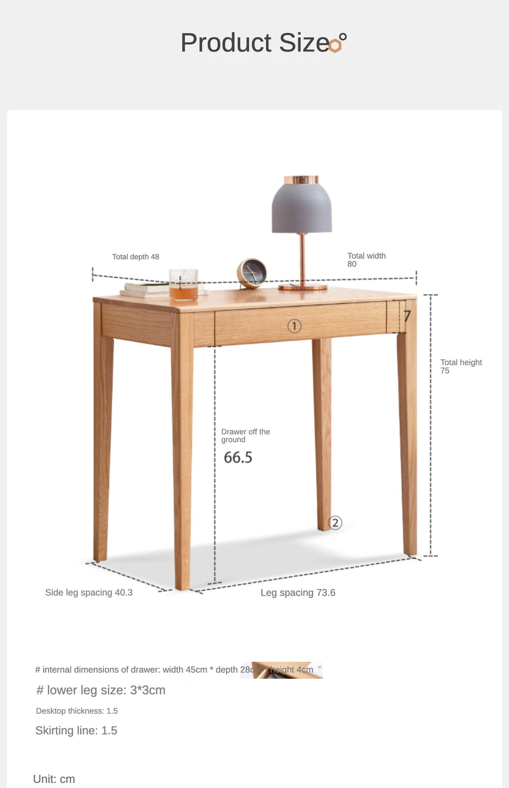 Oak Solid Wood Small Desk