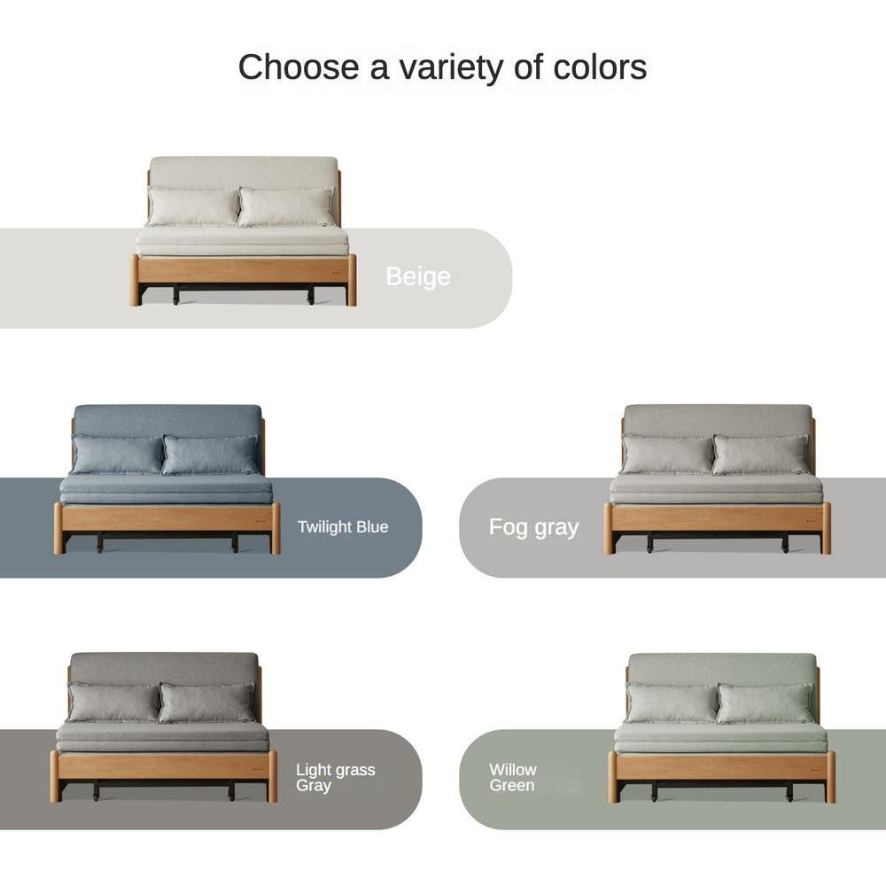 solid wood sofa bed modern minimalist foldable bed Nordic small ...
