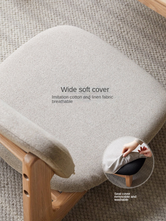 Solid Wood Tatami Tea Chair Modern Simple Living Room Sofa Chair Ash ...