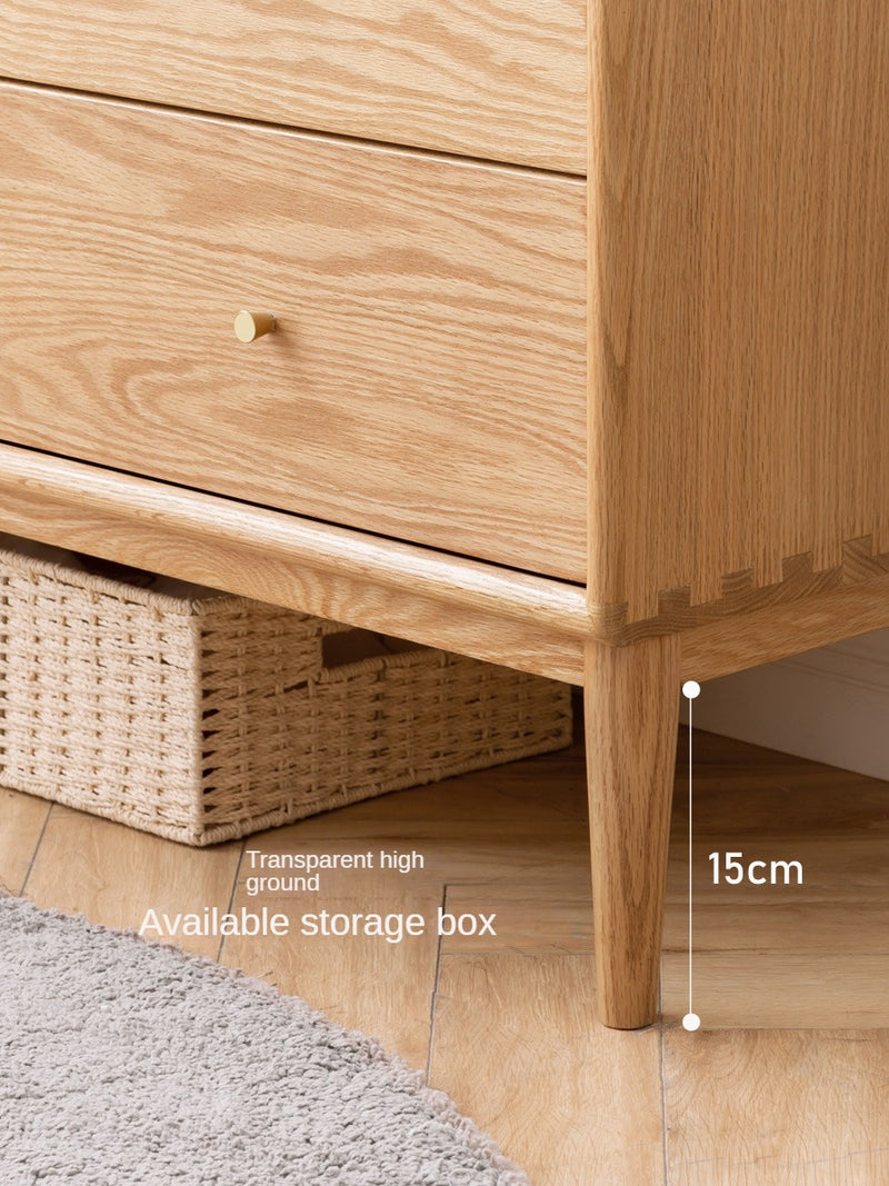 Oak Solid Wood, Solid RubberWood Nordic Chest of Drawers