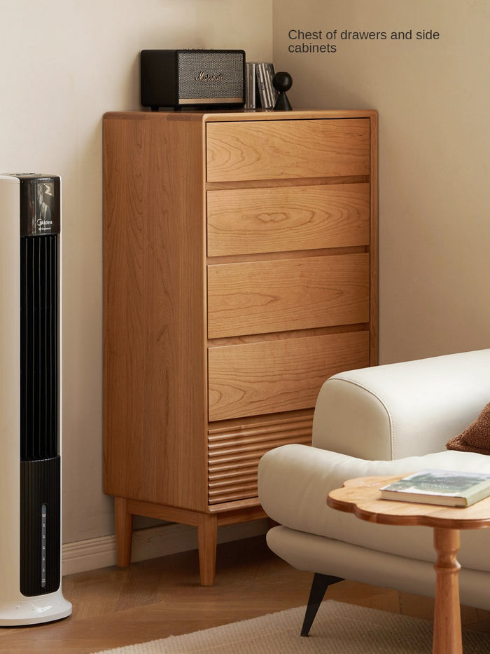 Solid Wood Drawer Cabinet Cherry Wood Chest of Drawers Bedroom Storage ...