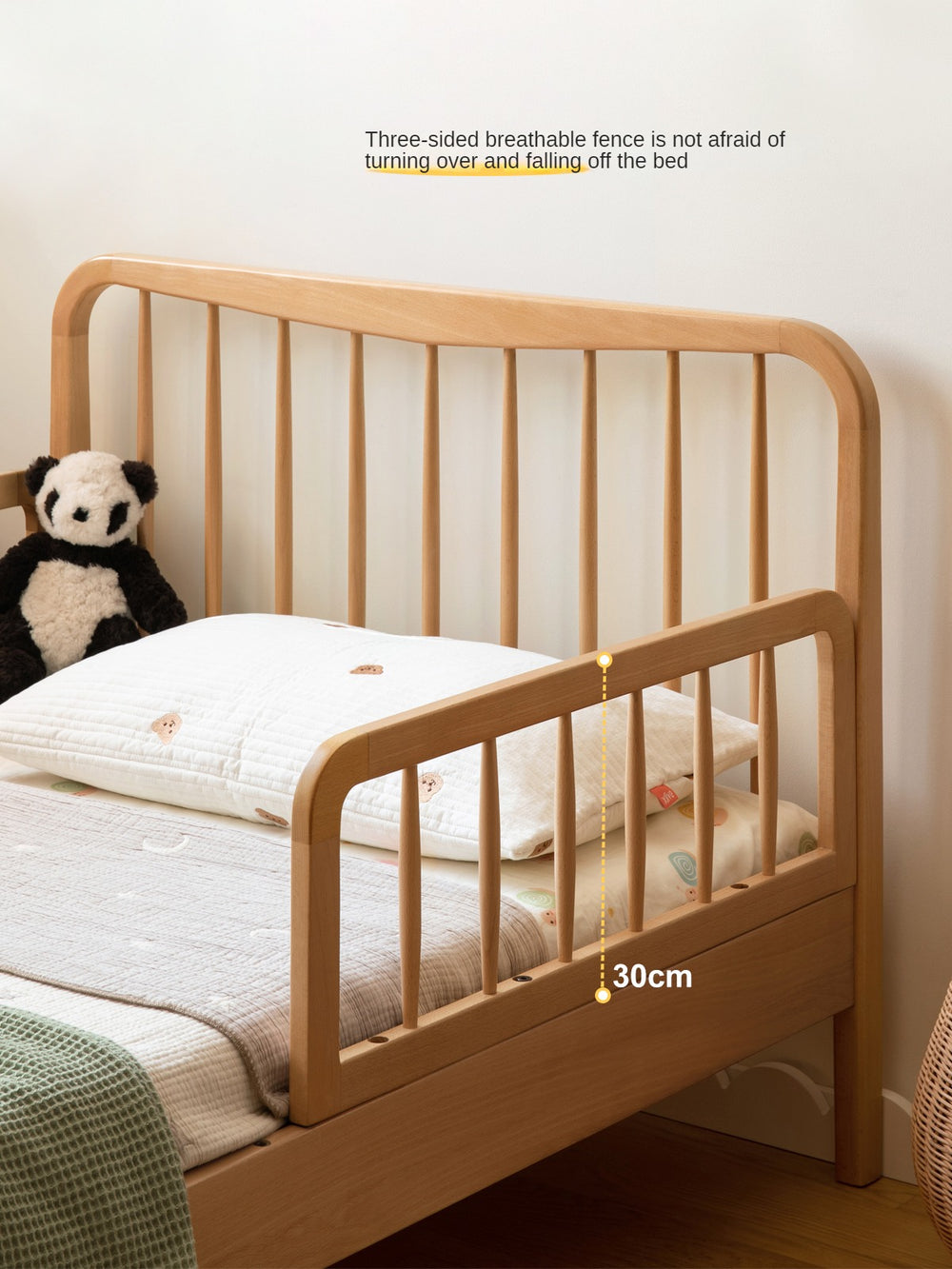 solid wood children's bed retractable simple bedroom single bed ...