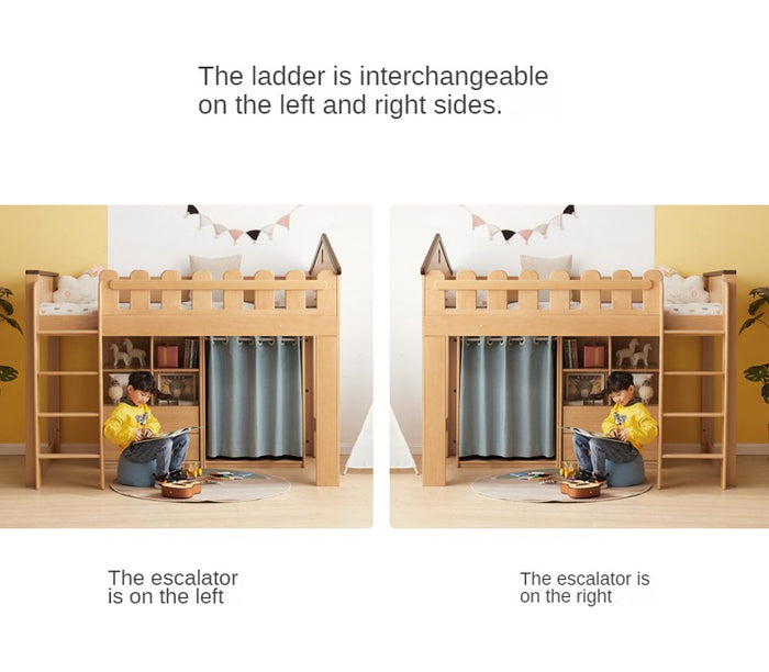 Beech solid wood Multi-functional high bed