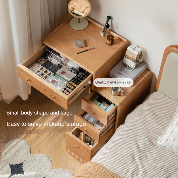 Solid wood dressing table cabinet integrated small apartment telescopic ...