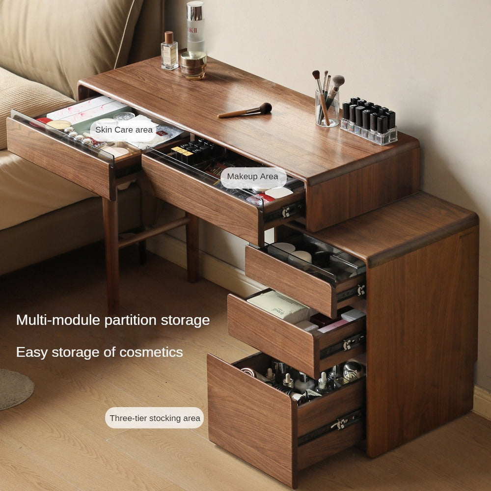 Solid wood dressing table chest of drawers integrated black walnut ...