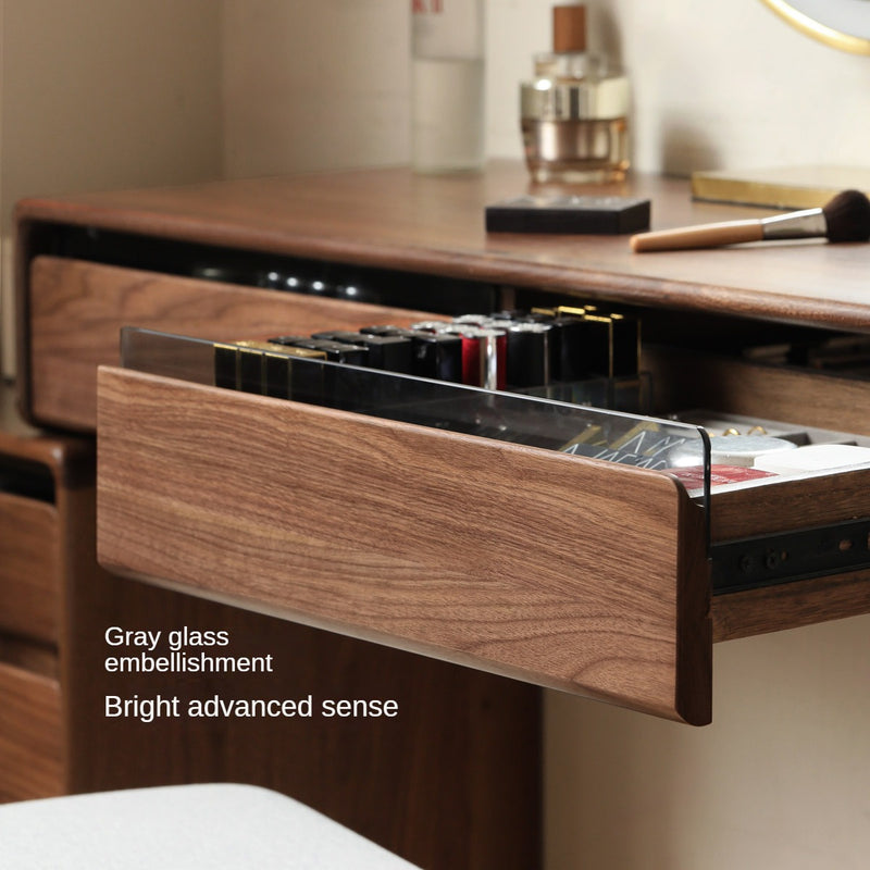 Solid wood dressing table chest of drawers integrated black walnut ...