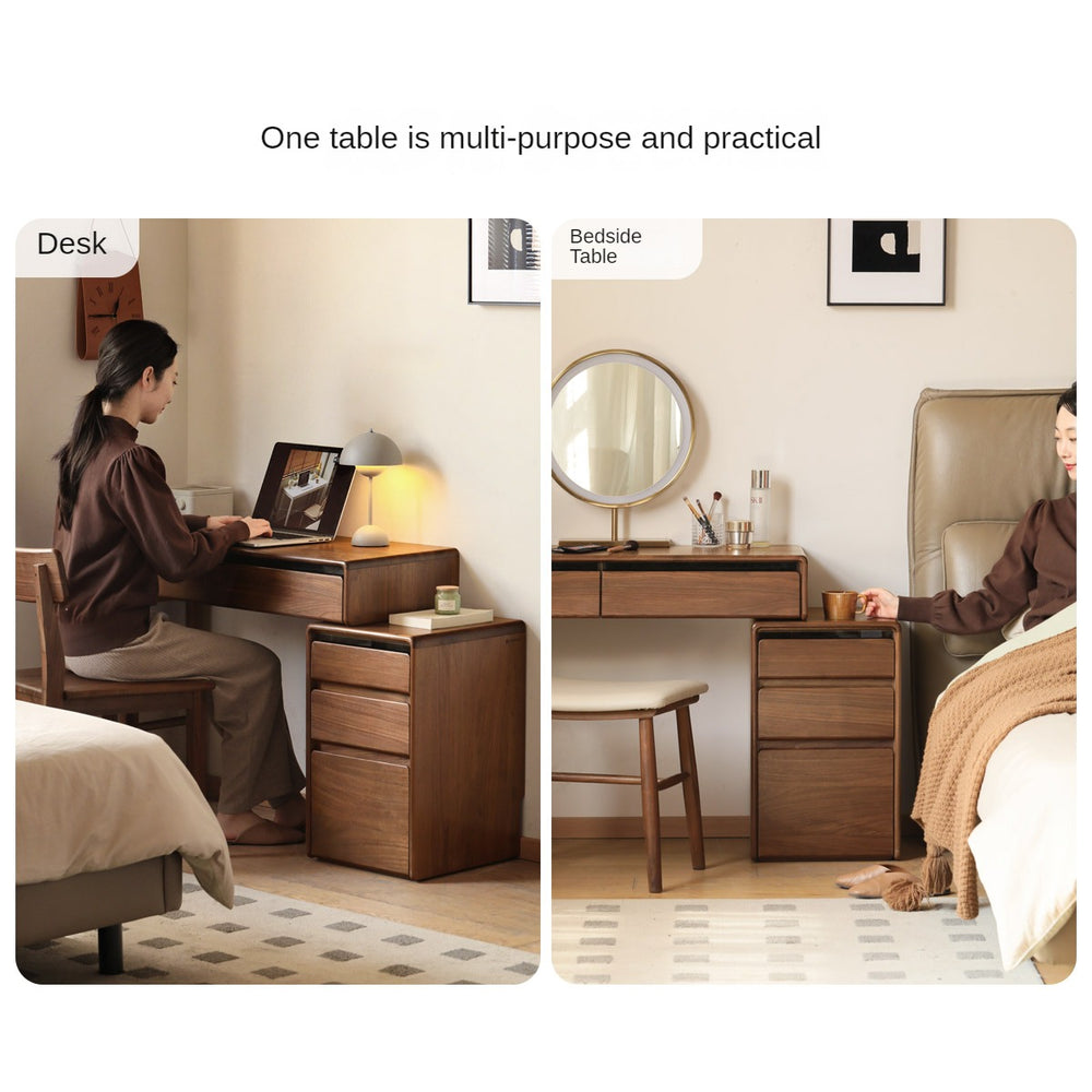 Solid wood dressing table chest of drawers integrated black walnut ...