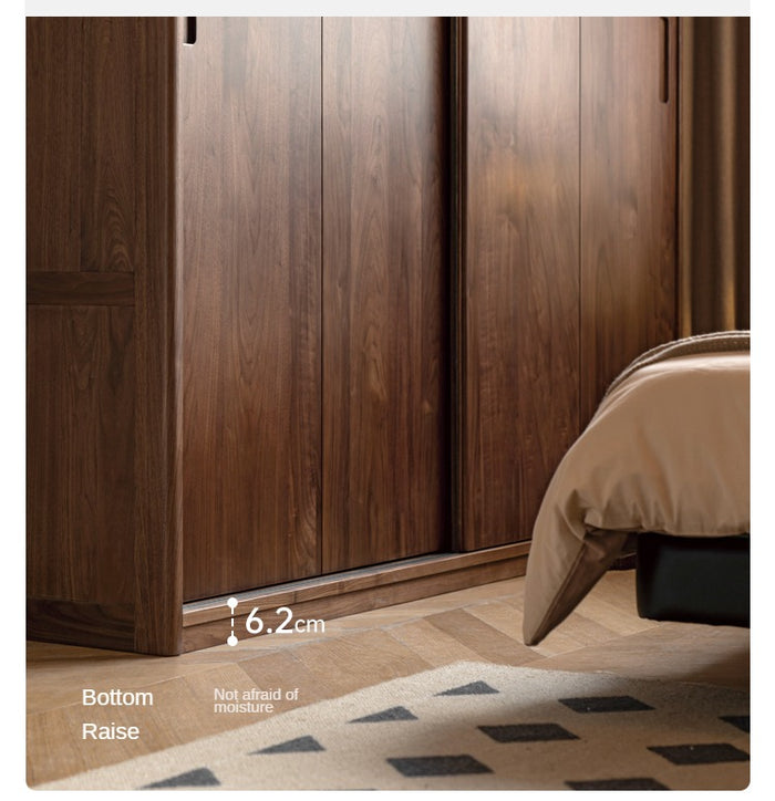 all solid wood sliding door wardrobe home bedroom black walnut sliding ...